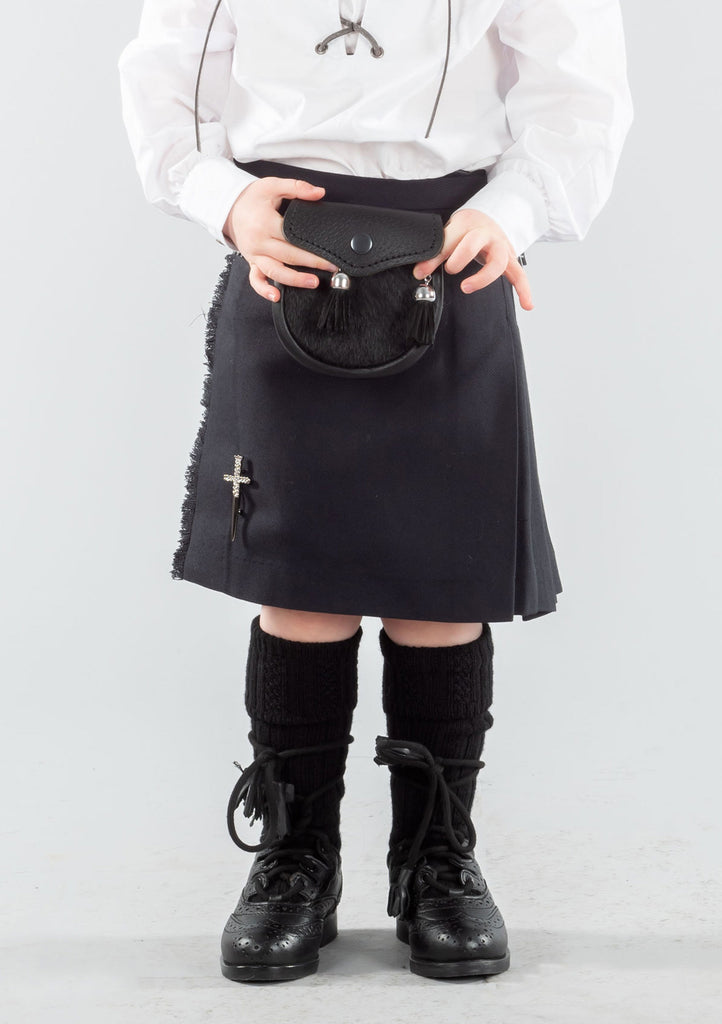 Plain Black Polyviscose Kids Kilt | Scotland Kilt Co