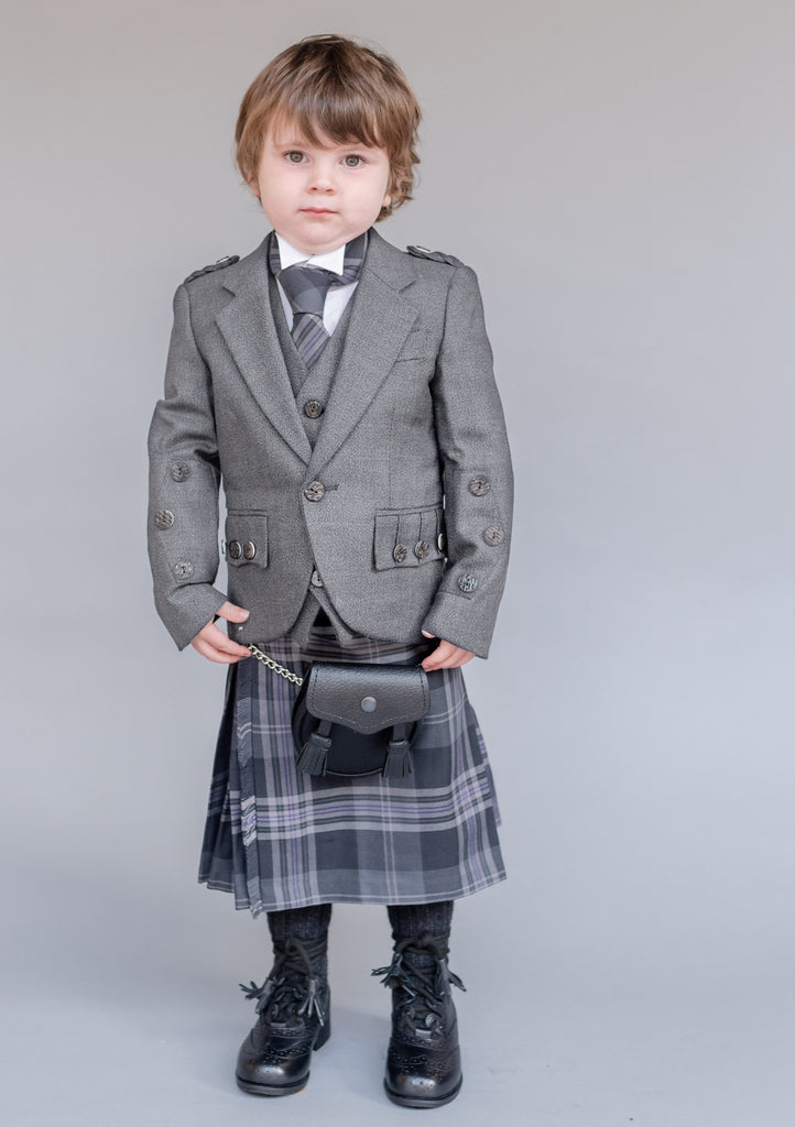 Kids Light Grey Braemar Jacket & Vest | Scotland Kilt Co