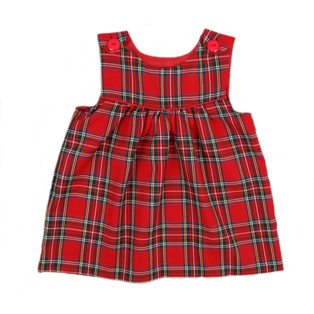 Girls Tartan Dress with Button Shoulder - Royal Stewart | Scotland Kilt Co