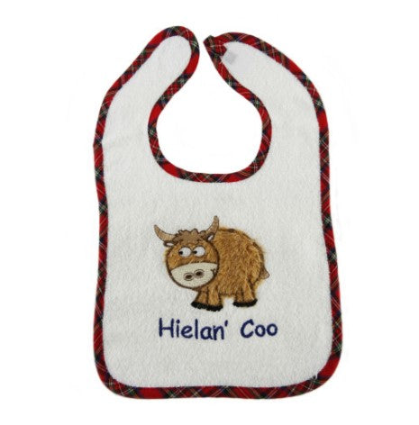 Embroidered Bib - Hielan’ Coo | Scotland Kilt Co