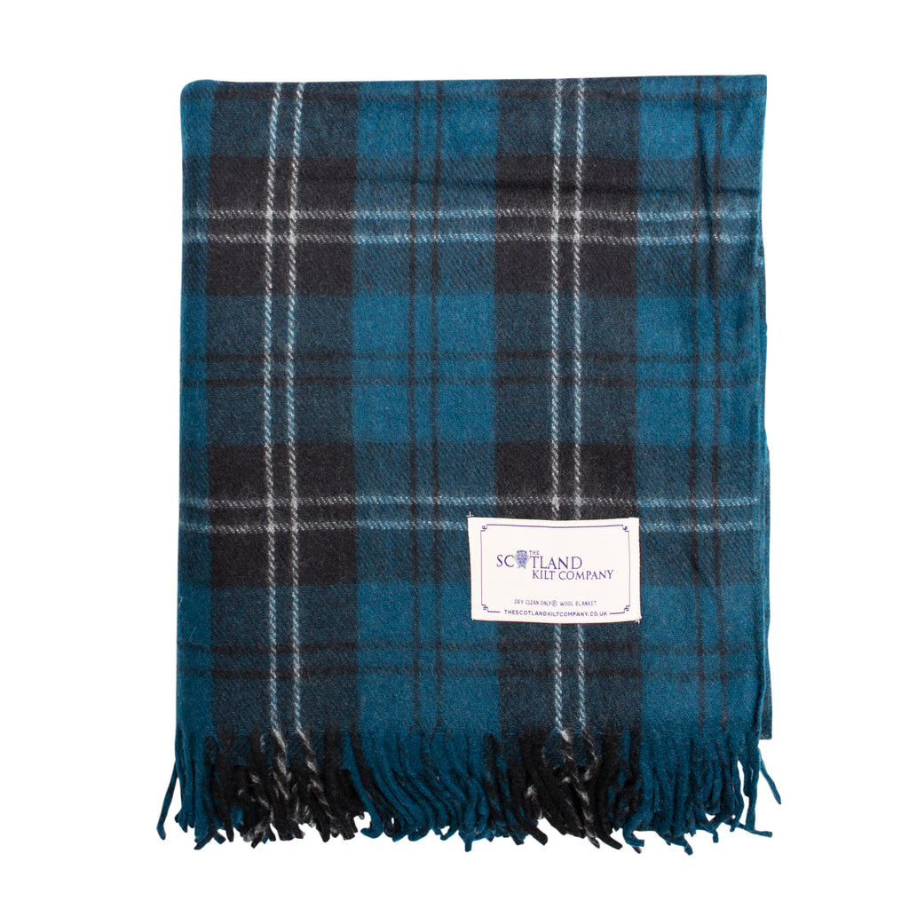 Wool Tartan King Size Blanket 69'' x 98'' - Ramsay Blue | Scotland Kilt Co