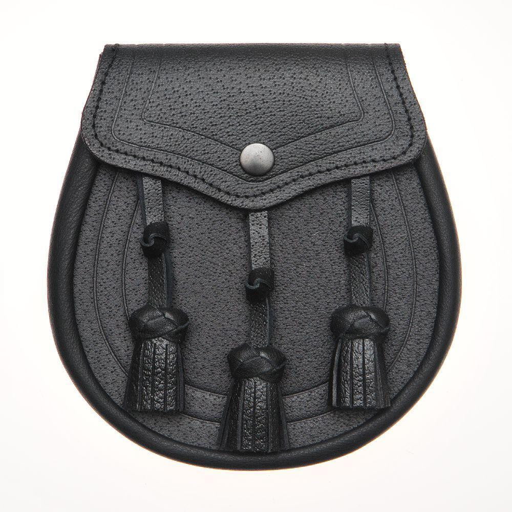 Classic Design Black Leather Sporran | Scotland Kilt Co