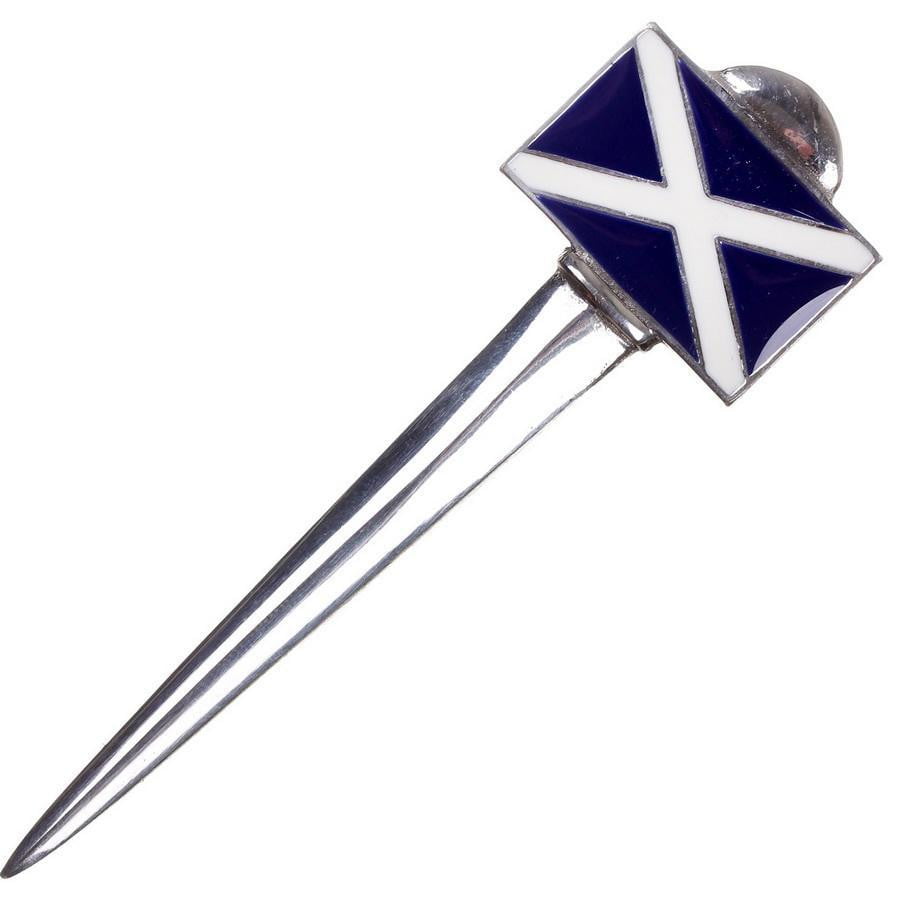 St Andrews Saltire Pewter Kilt Pin - Polished | Scotland Kilt Co