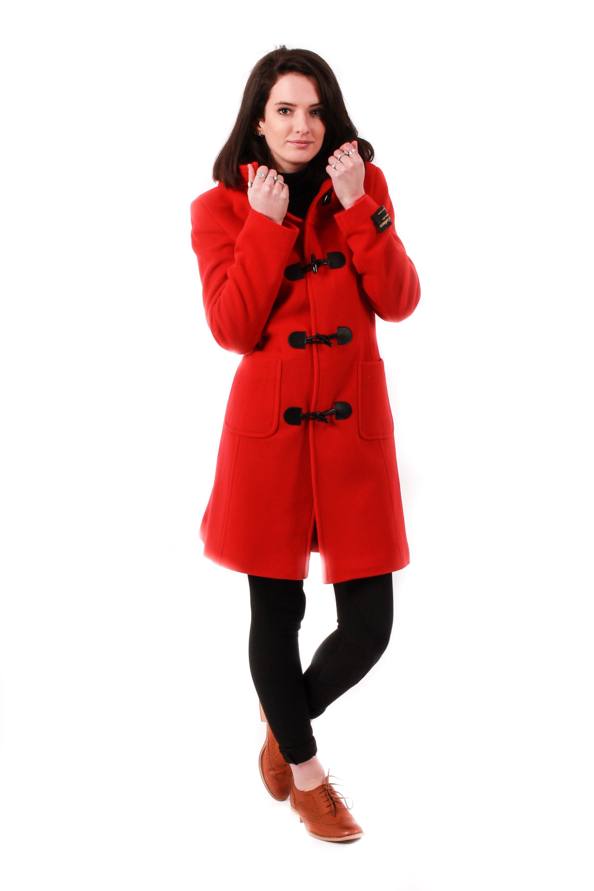 Women's Cashmere Duffle Coat in Red | Scotland Kilt Co